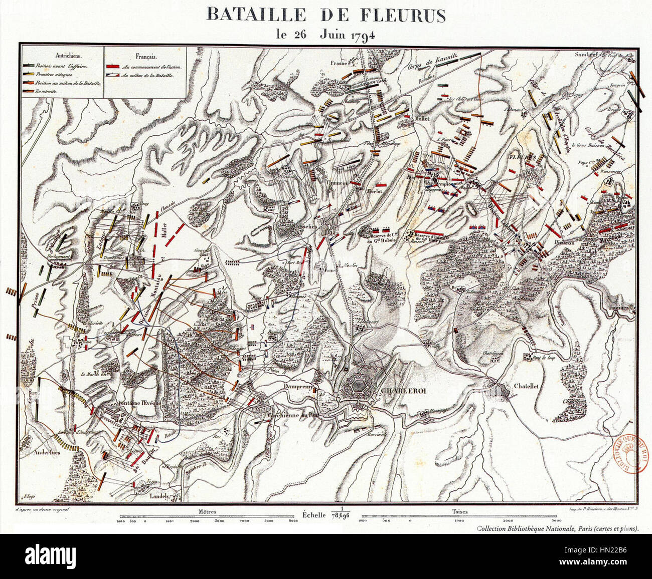 Map Fleurus 1794 Stock Photo - Alamy