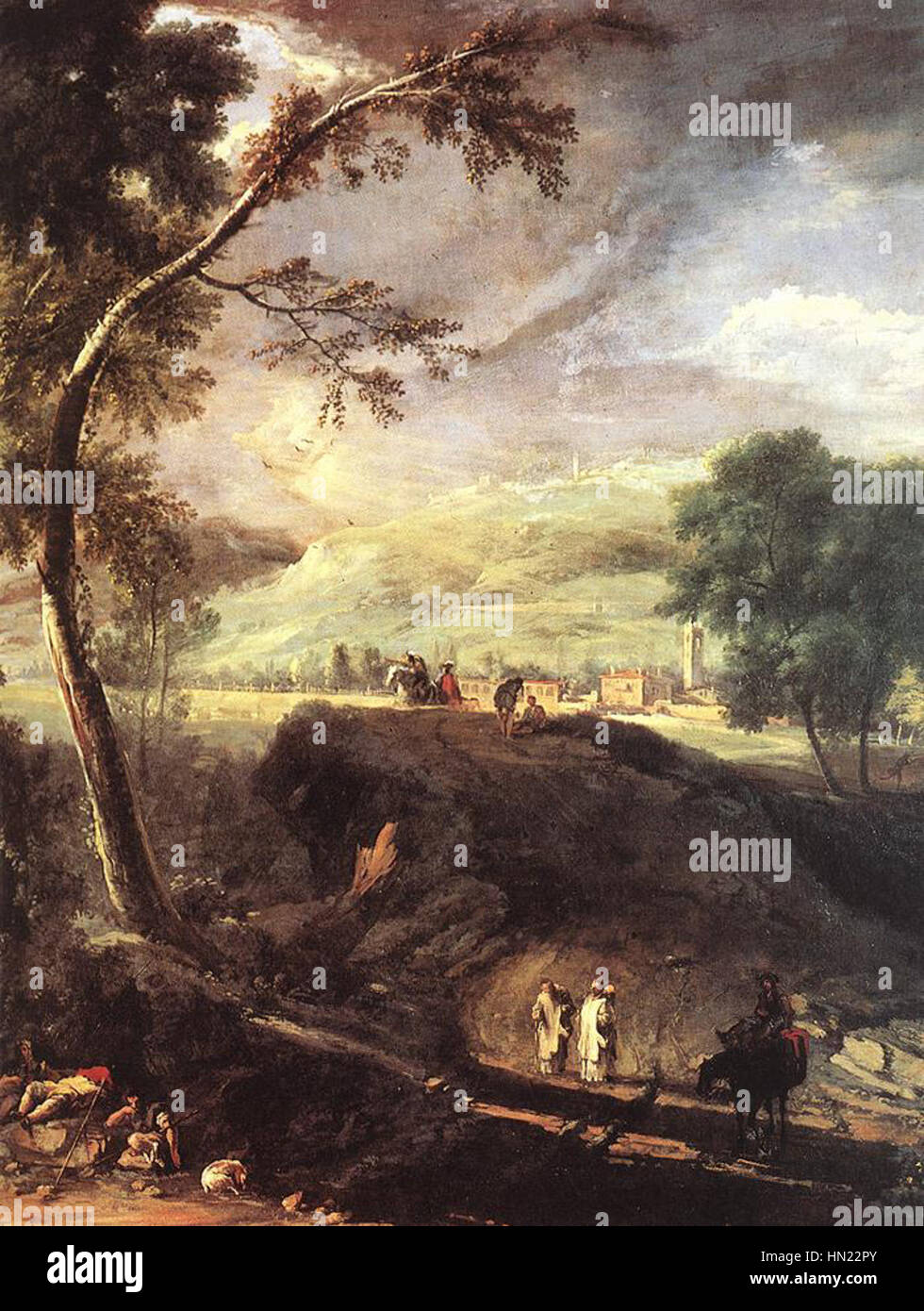 Marco Ricci - Landscape with River and Figures (detail) - WGA19401 ...