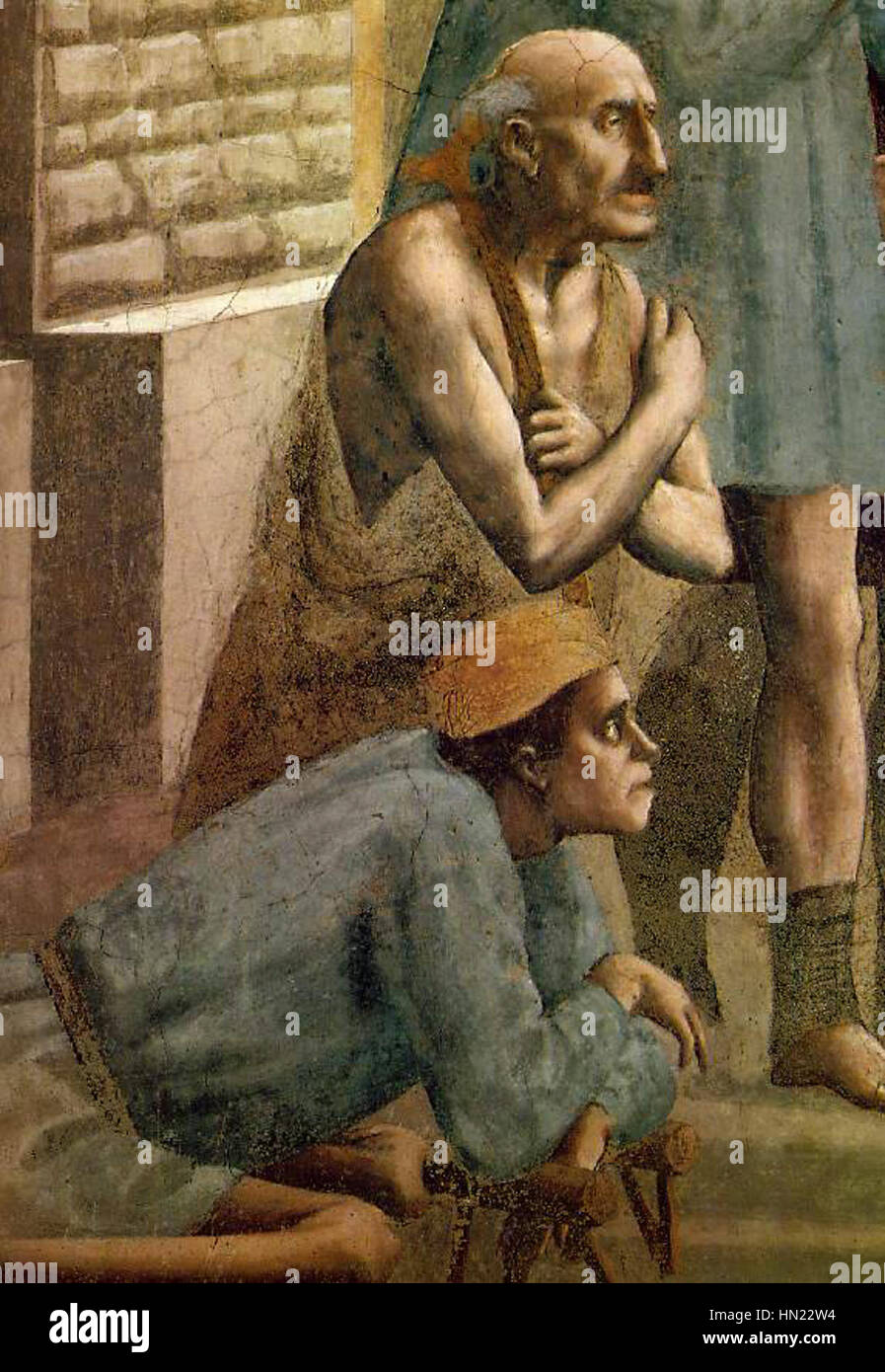This detail from Masaccio's 'St. Peter Healing the Sick' portrays the ...