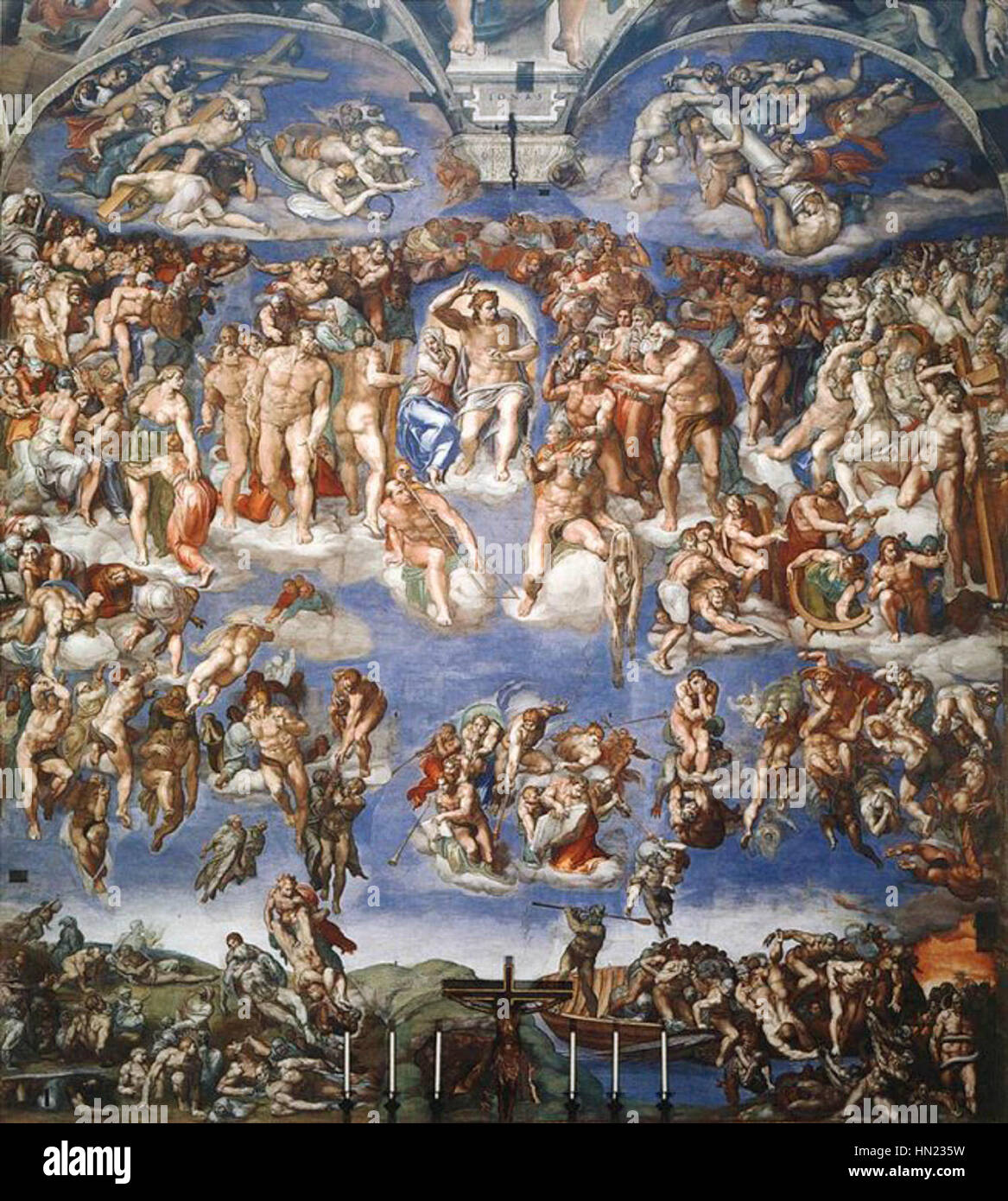 Michelangelo’s 'Jugement dernier' (The Last Judgment), painted on the altar wall of the Sistine ...
