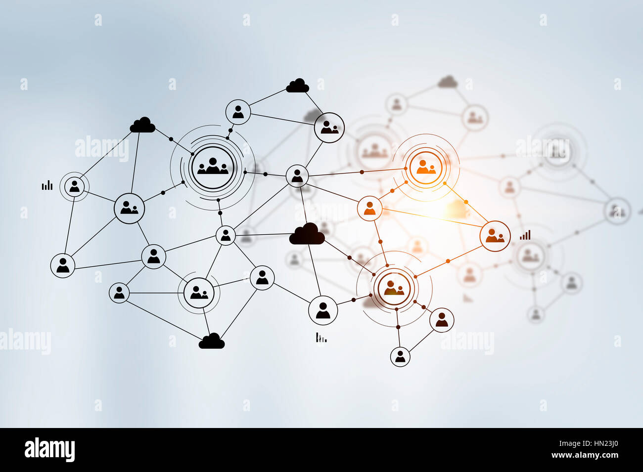 Background conceptual image with social networking icons. 3D rendering ...