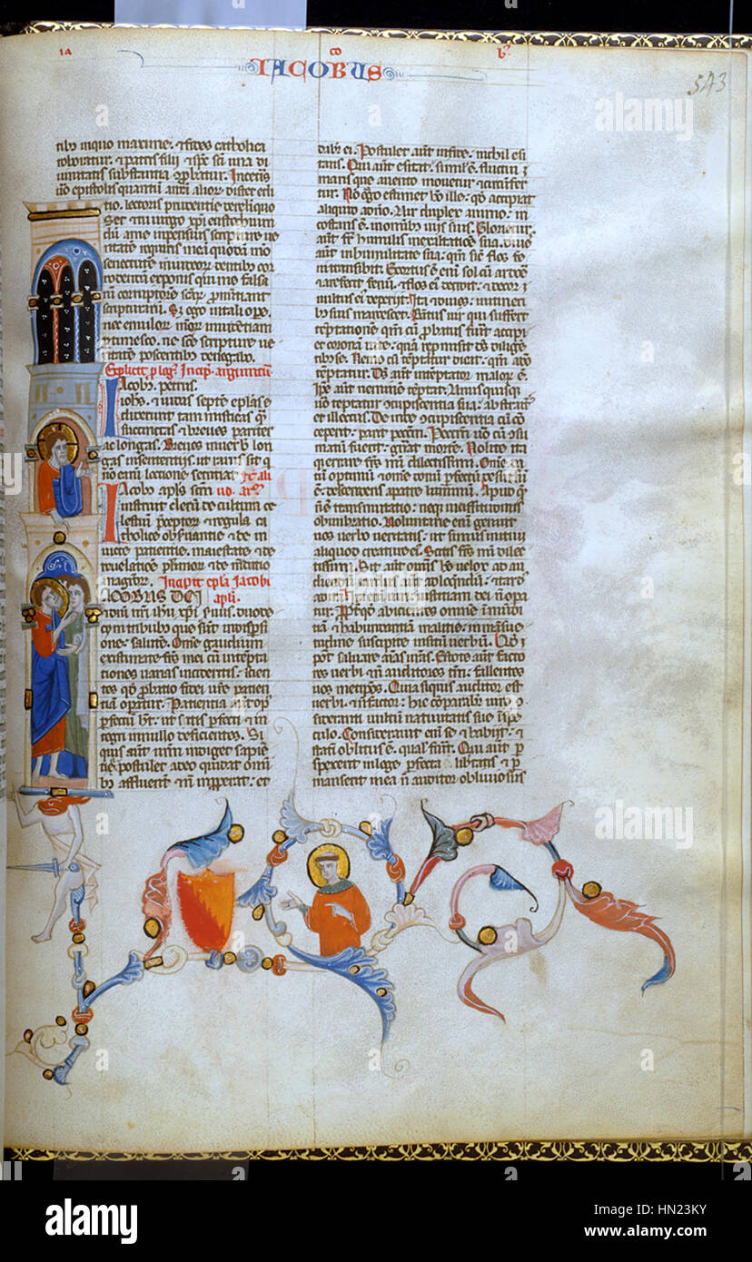 This illuminated manuscript leaf from the Bentivoglio Bible, attributed ...
