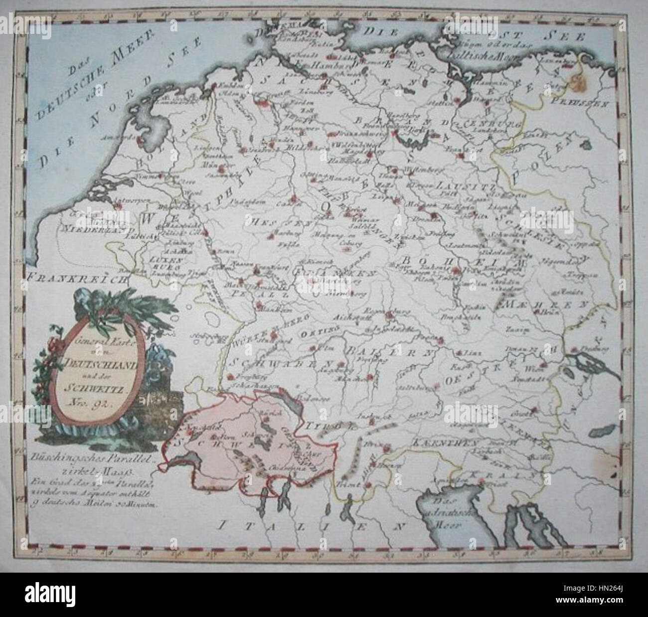 Map of Germany and Switzerland in 1791 by Reilly 092b Stock Photo - Alamy