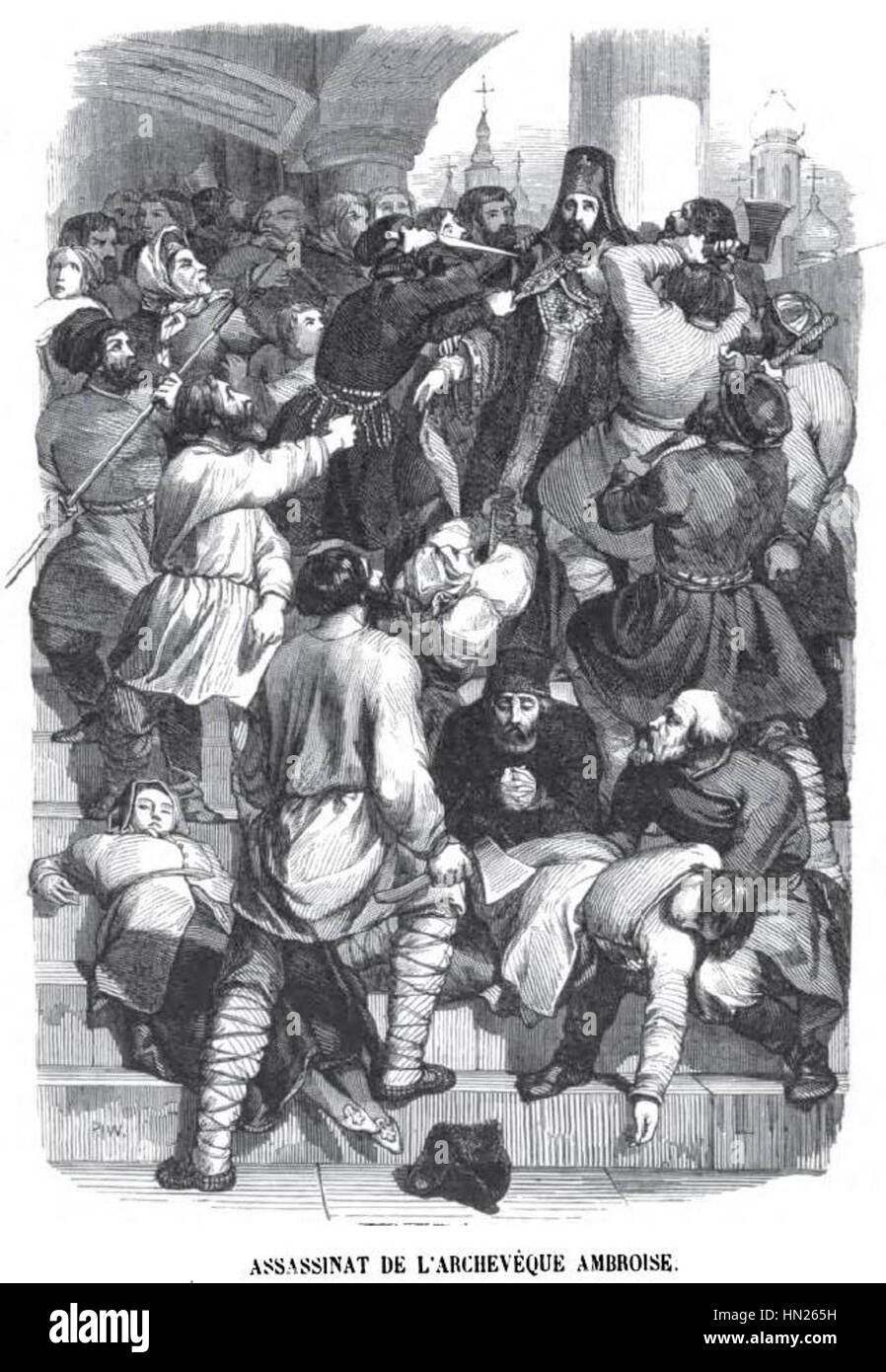 'Murder of Archbishop Ambrosius' by Geoffroy depicts a dramatic moment ...