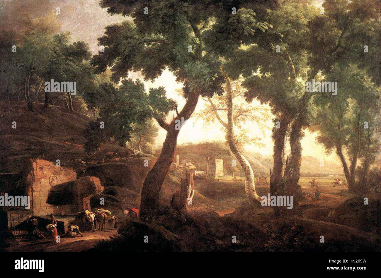 Marco Ricci - Landscape with Watering Horses - WGA19399 Stock Photo - Alamy