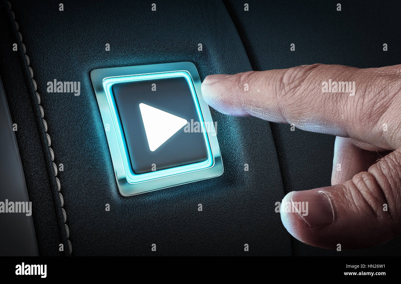Finger pushing power ignition button hi-res stock photography and ...