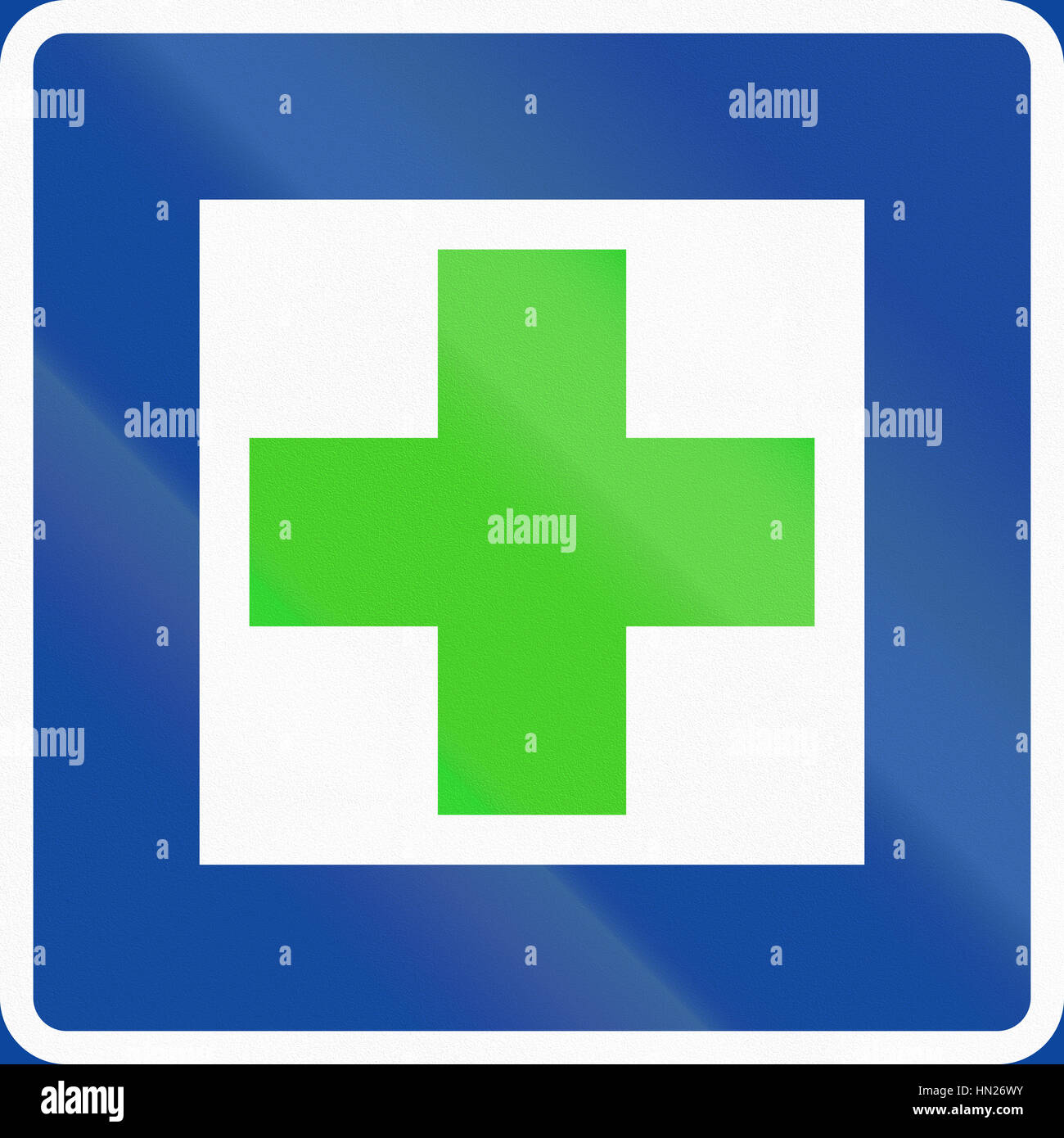 Road sign used in Sweden - First aid Stock Photo - Alamy