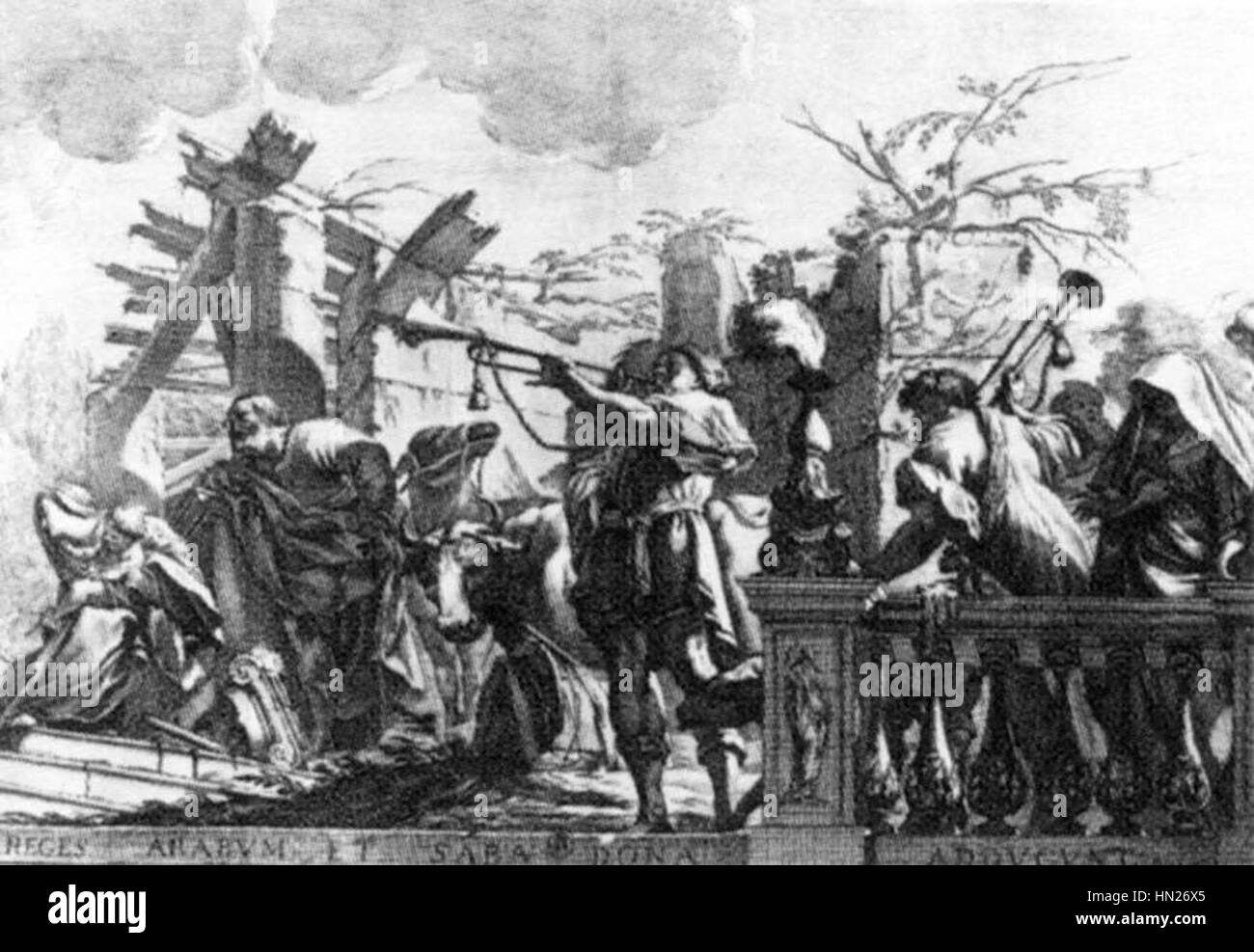 Michel Dorigny’s *Adoration of the Magi* depicts the biblical scene of the three wise men ...