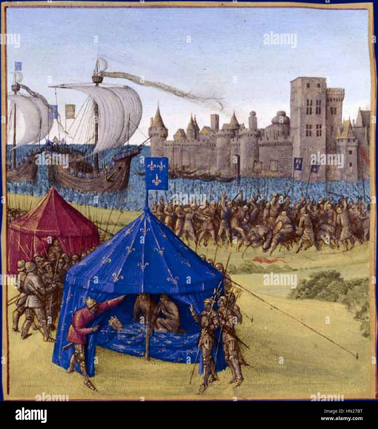 The death of King Louis IX of France is depicted here, showing the ...