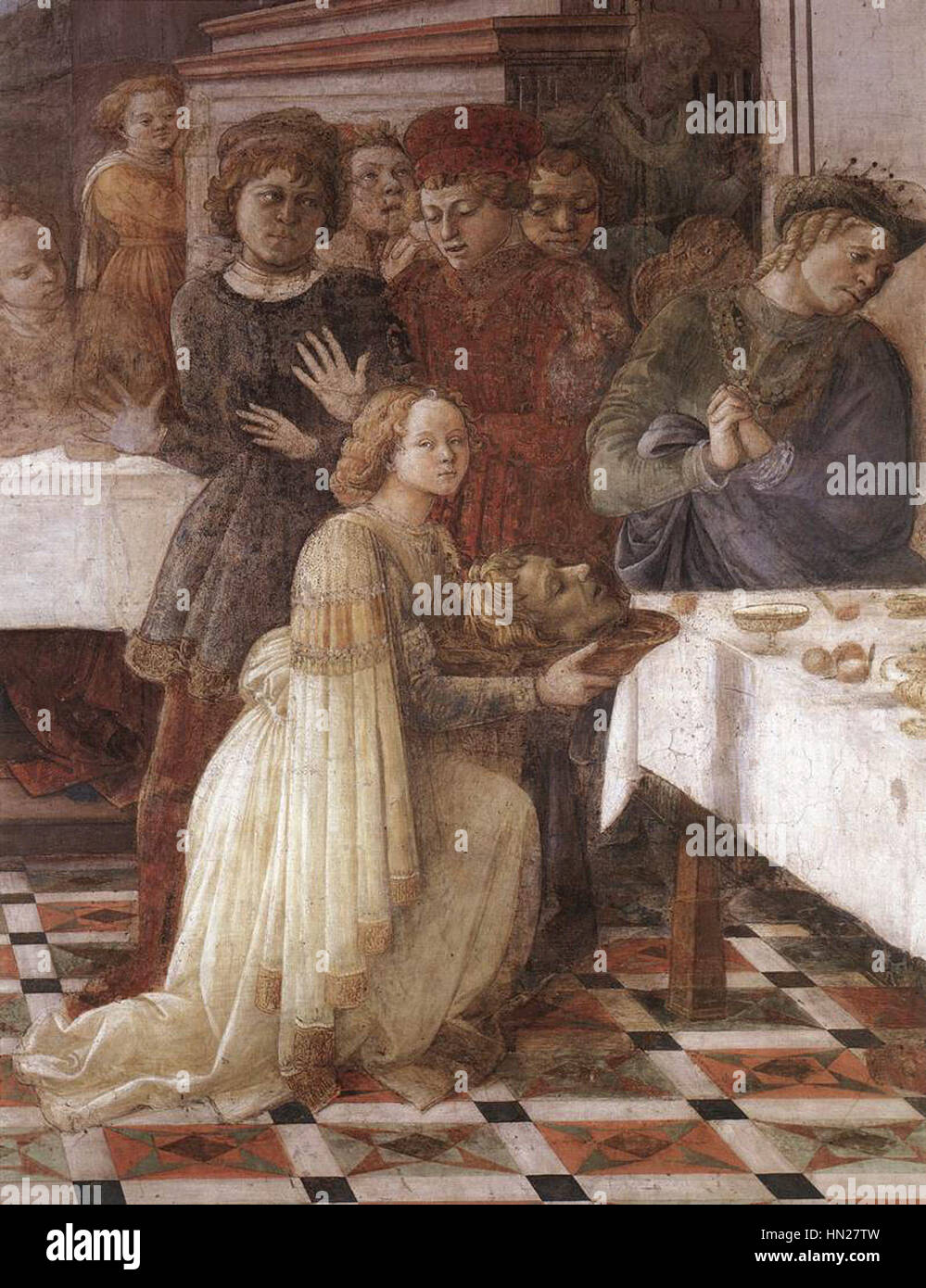 This detail from the painting 'Banchetto di Erode' by Filippo Lippi ...