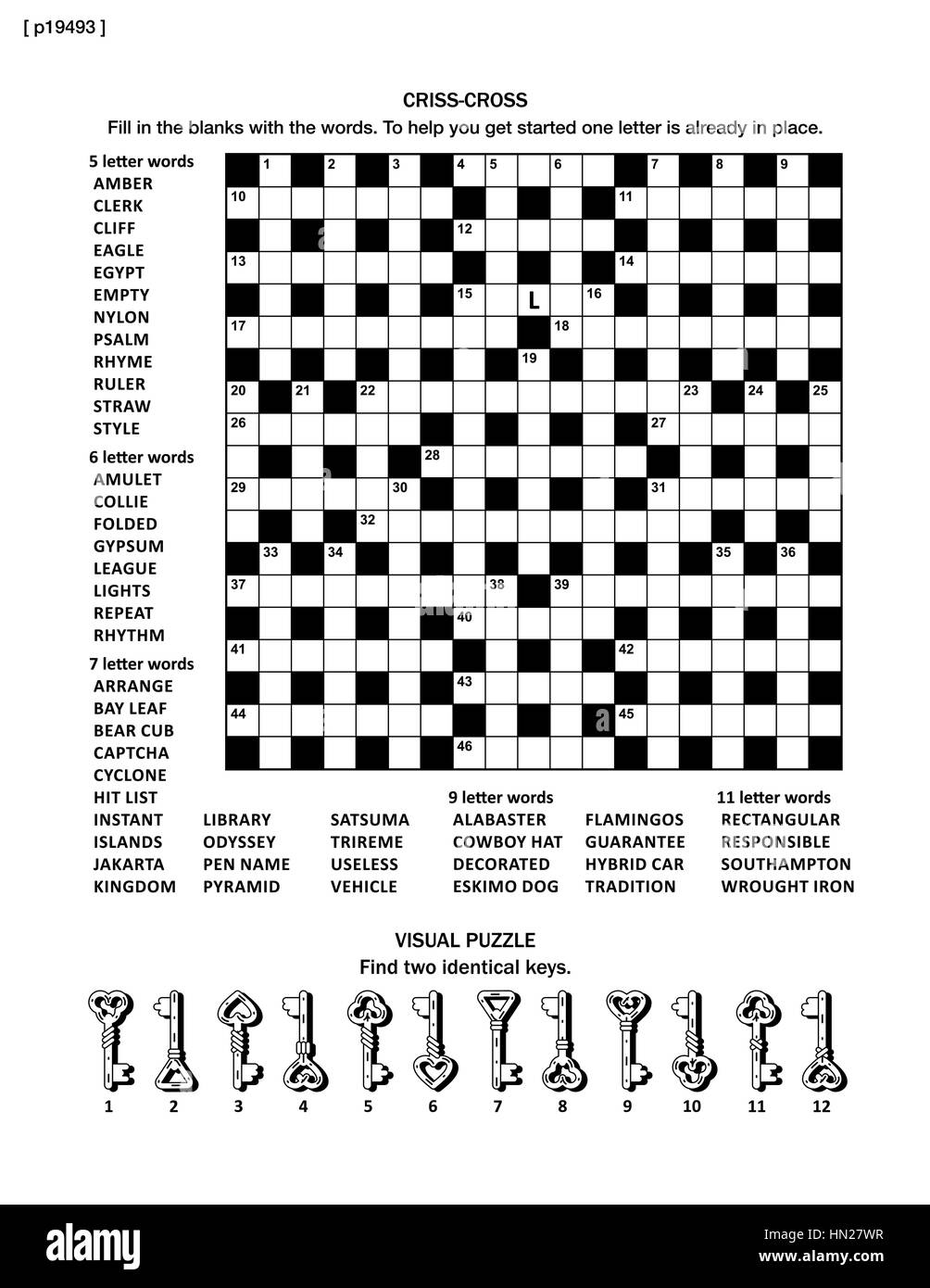 Puzzle page with word game and picture riddle. Vector and high res JPEG ...