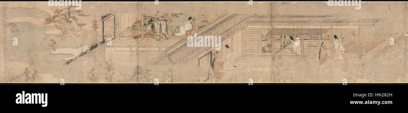 This Japanese narrative picture scroll illustrates the romantic tale of ...