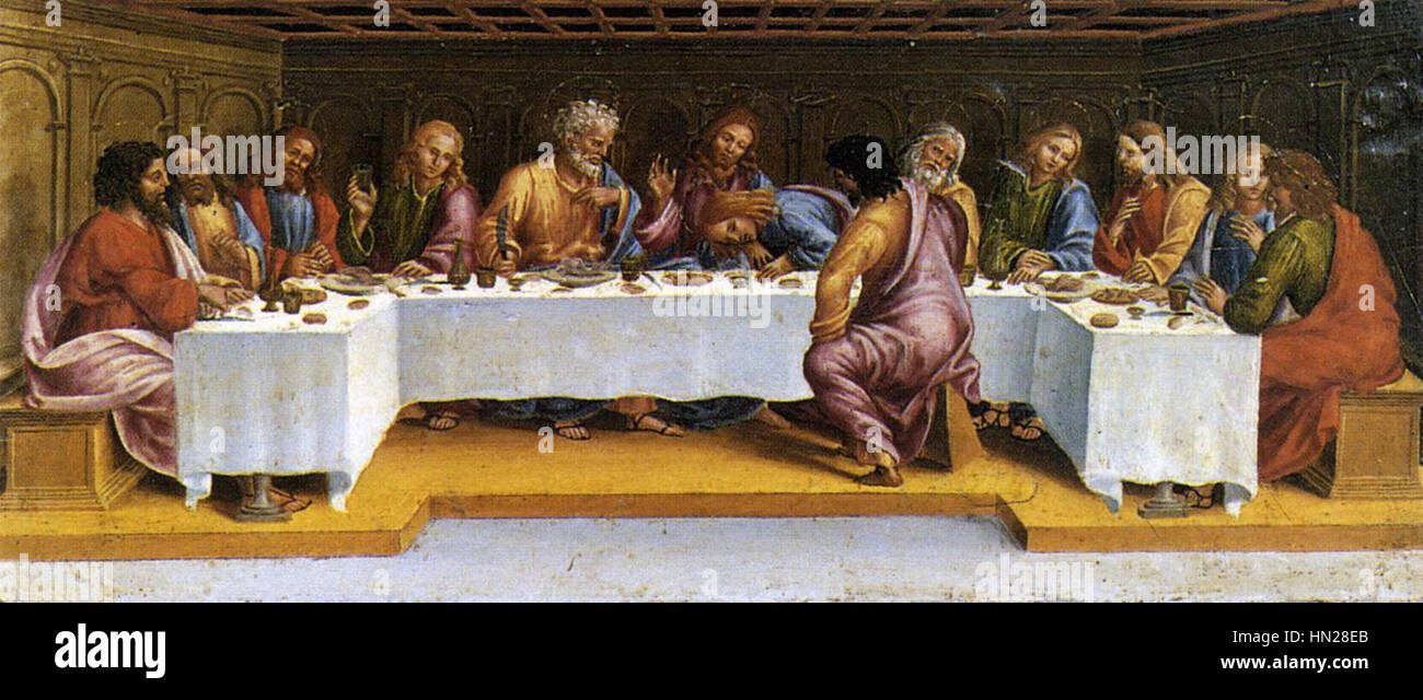 Luca signorelli, compianto, cortona, predella, 02 ultima cena Stock ...