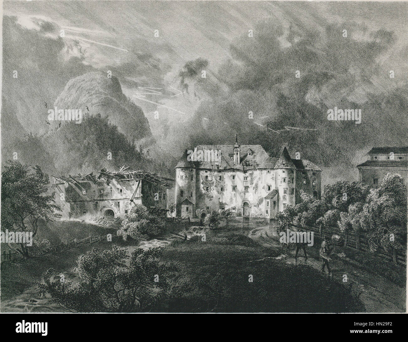 Litografija gradu Ojstrica 1840-a Stock Photo - Alamy