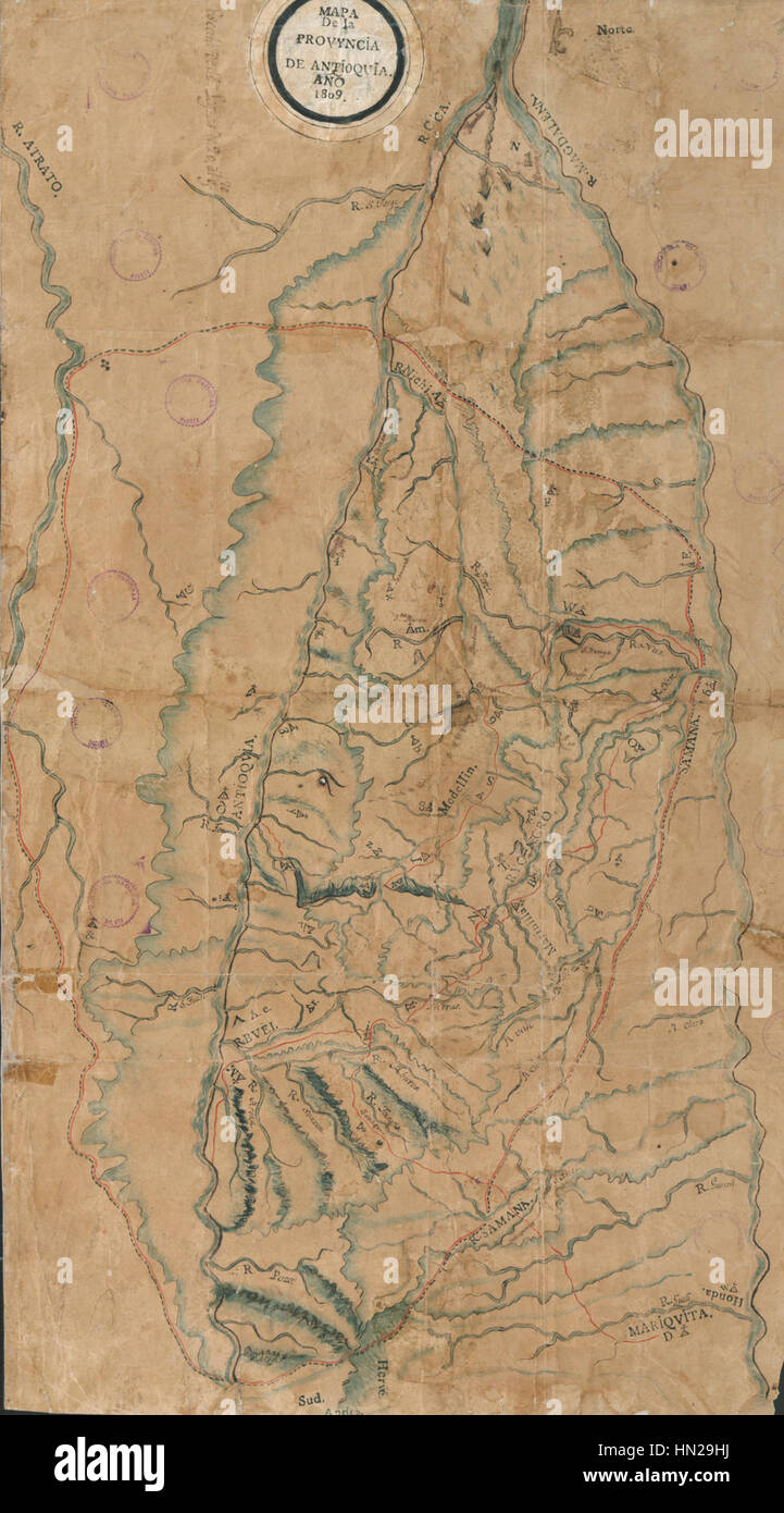 Map of the Province of Antioquia WDL8983 Stock Photo - Alamy