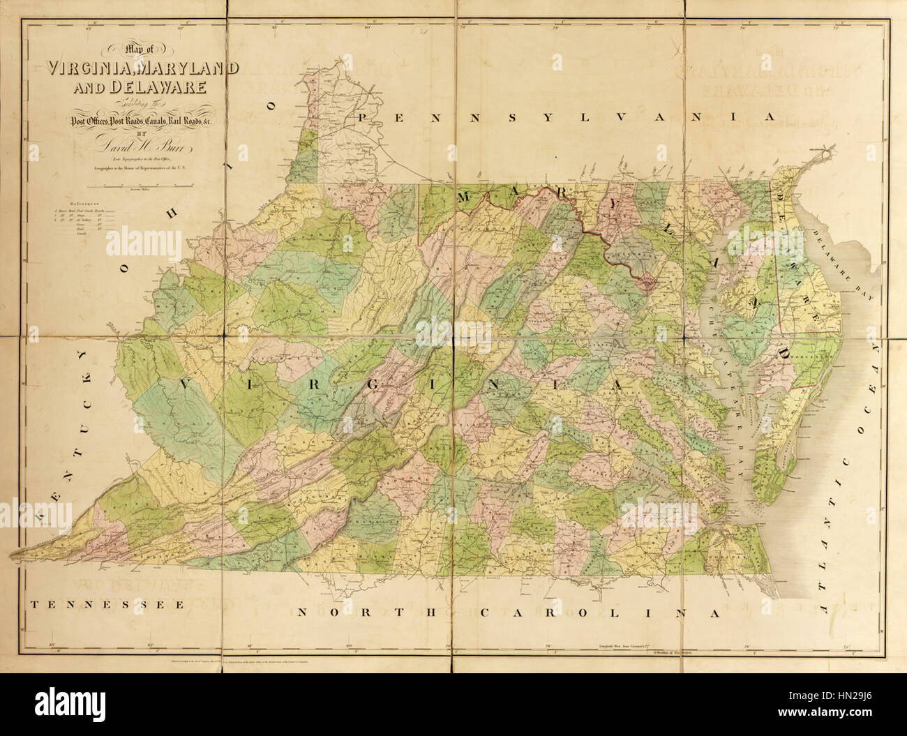 Map of Virginia, Maryland and Delaware WDL9595 Stock Photo - Alamy