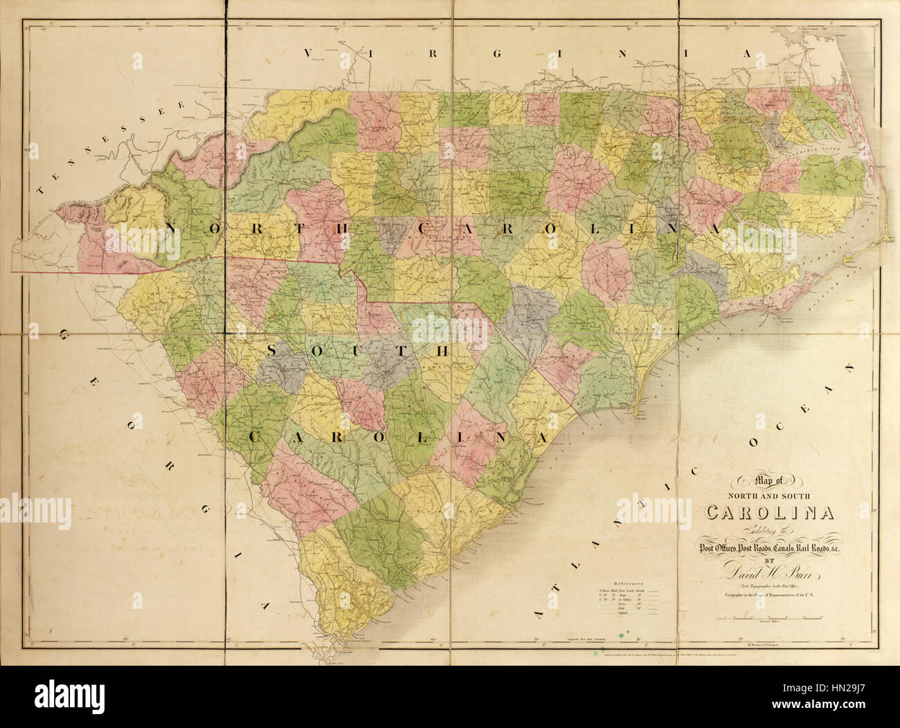 Map of North and South Carolina WDL9596 Stock Photo - Alamy