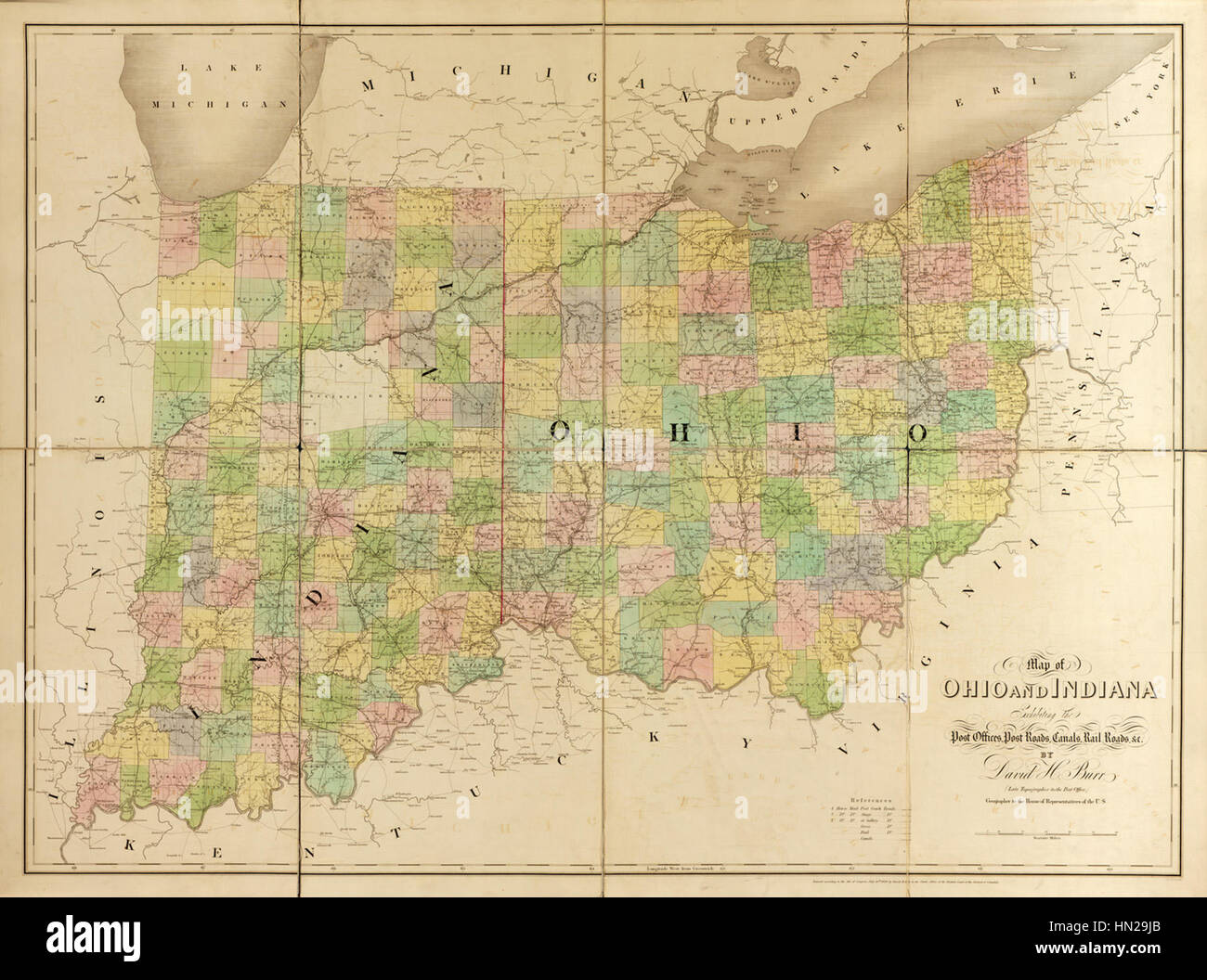 Map of Ohio and Indiana WDL9600 Stock Photo - Alamy