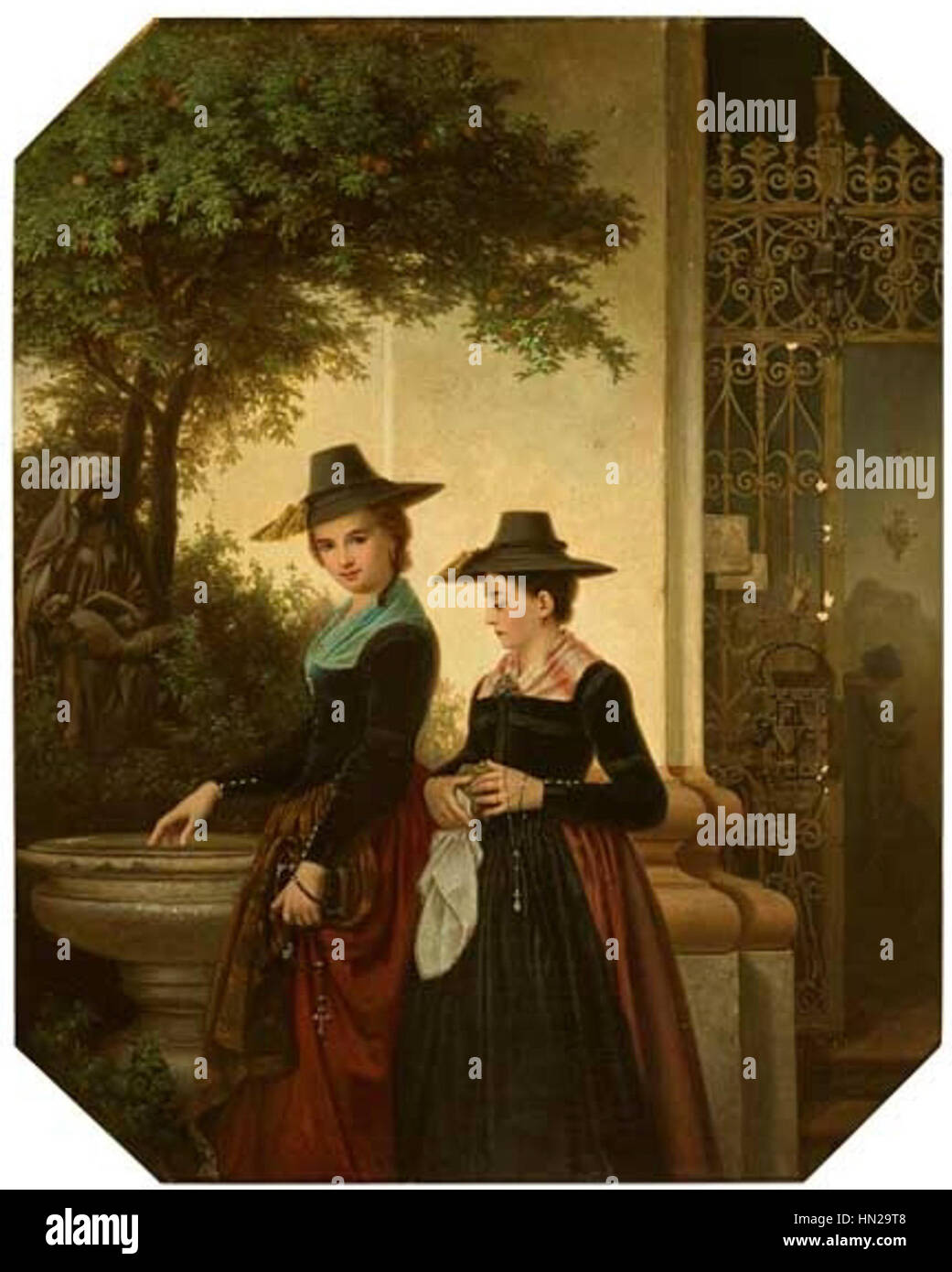 Michael Neher Zwei Damen in Tracht vor Kirchenportal Stock Photo - Alamy
