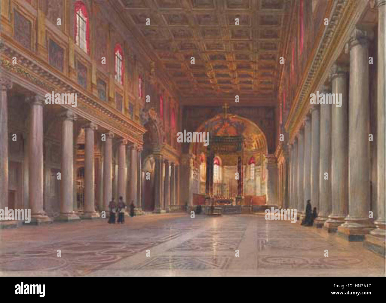 Ludwig Passini’s painting captures the grand interior of the Basilica ...