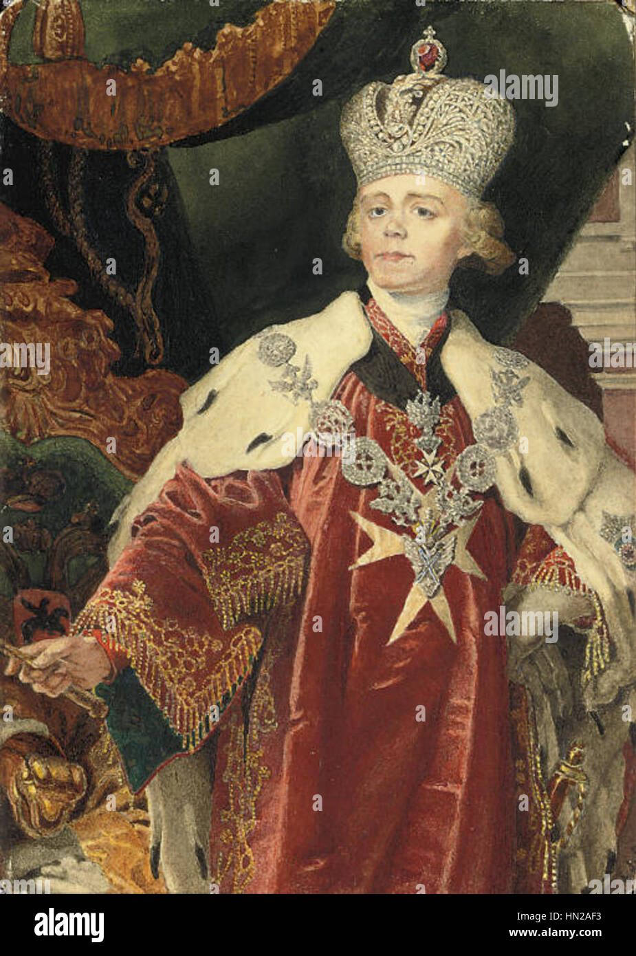 Miniature of Paul I of Russia in dalmatic after Borovikovskiy (priv ...