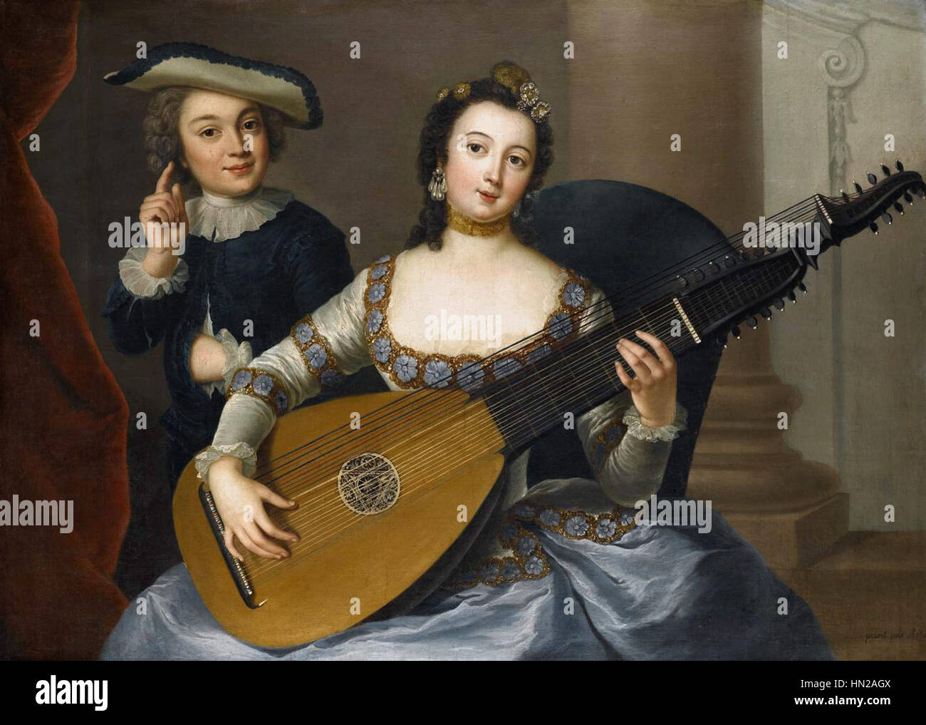 Woman playing the lute hi-res stock photography and images - Alamy