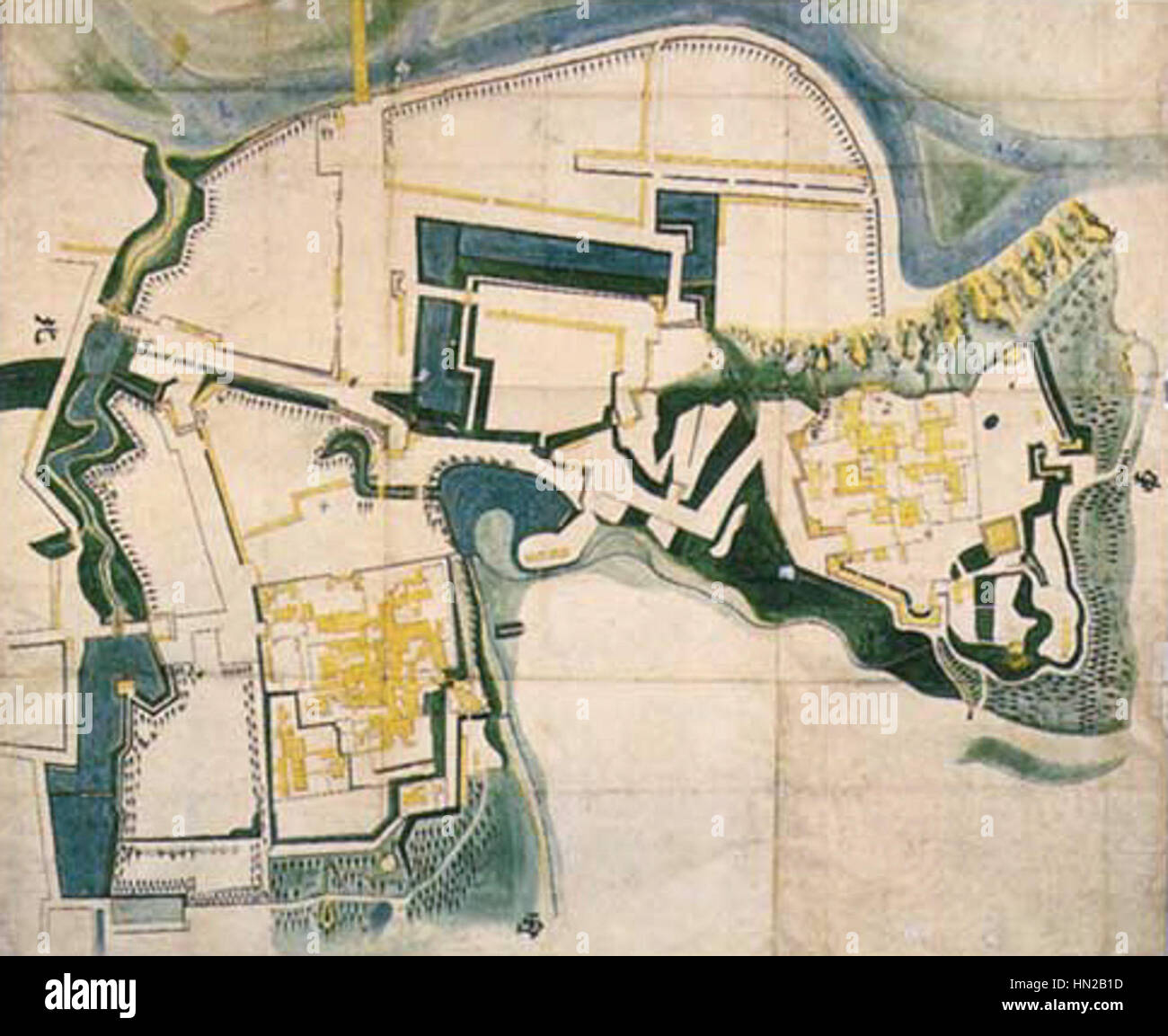 Map of Sendai Castle (Miyagi Prefectural Library Stock Photo - Alamy
