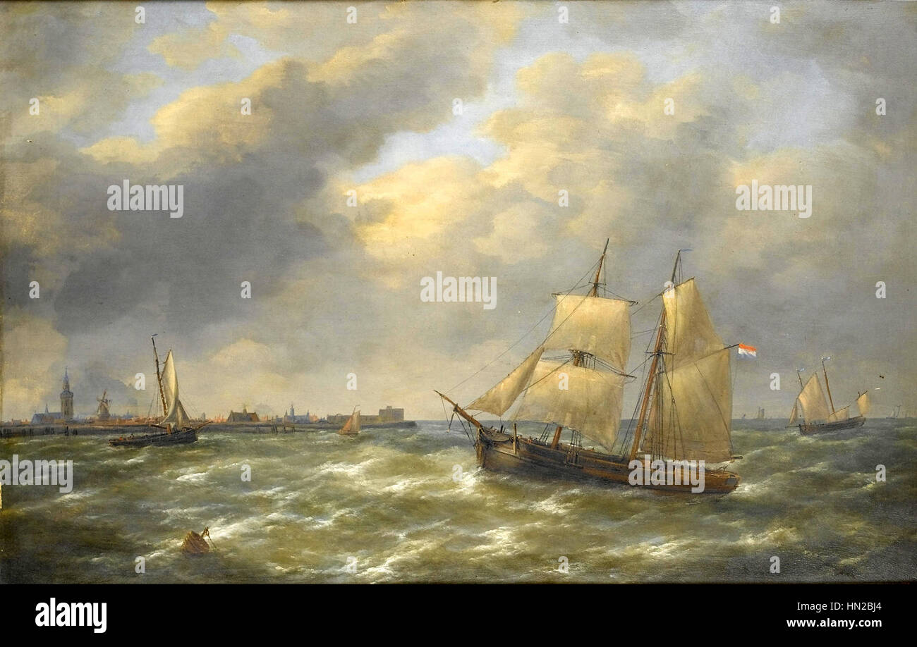 Louis Verboeckhoven - Sailing on a choppy sea Stock Photo - Alamy