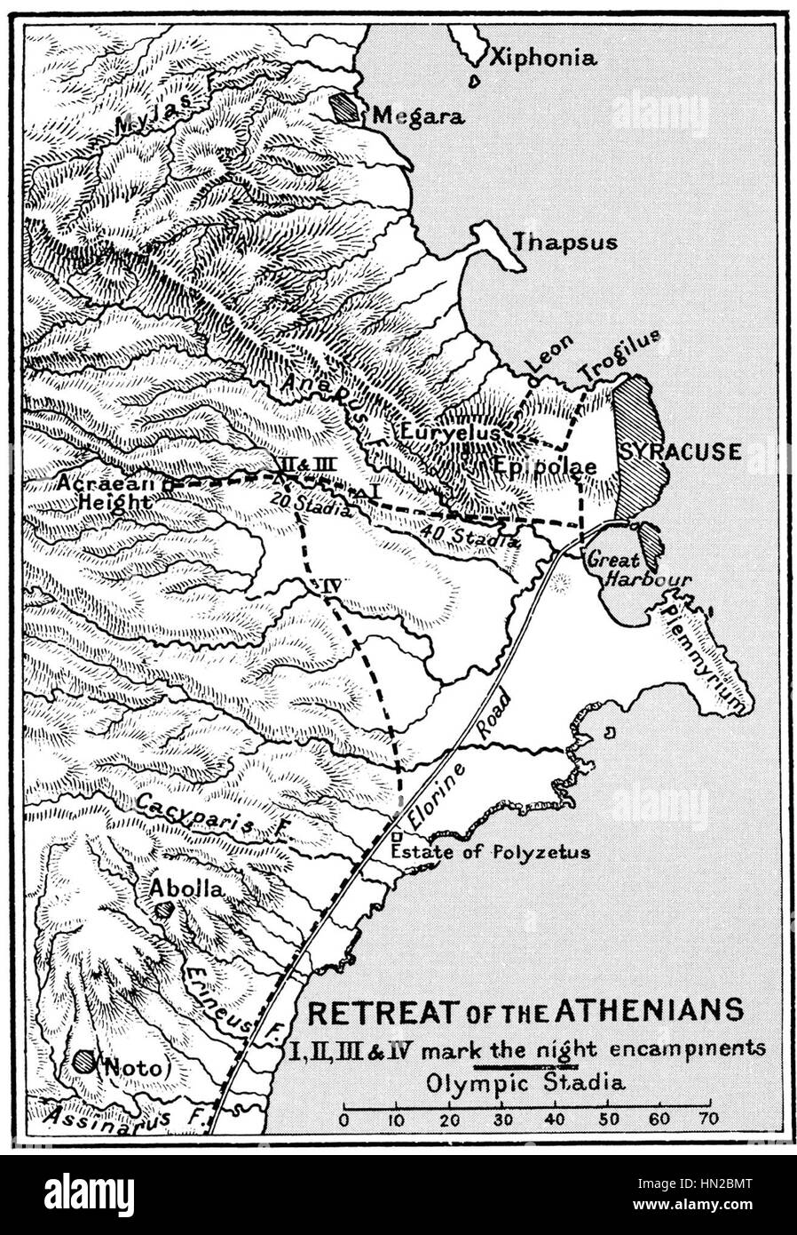 Map of the Retreat of the Anthenians Stock Photo - Alamy