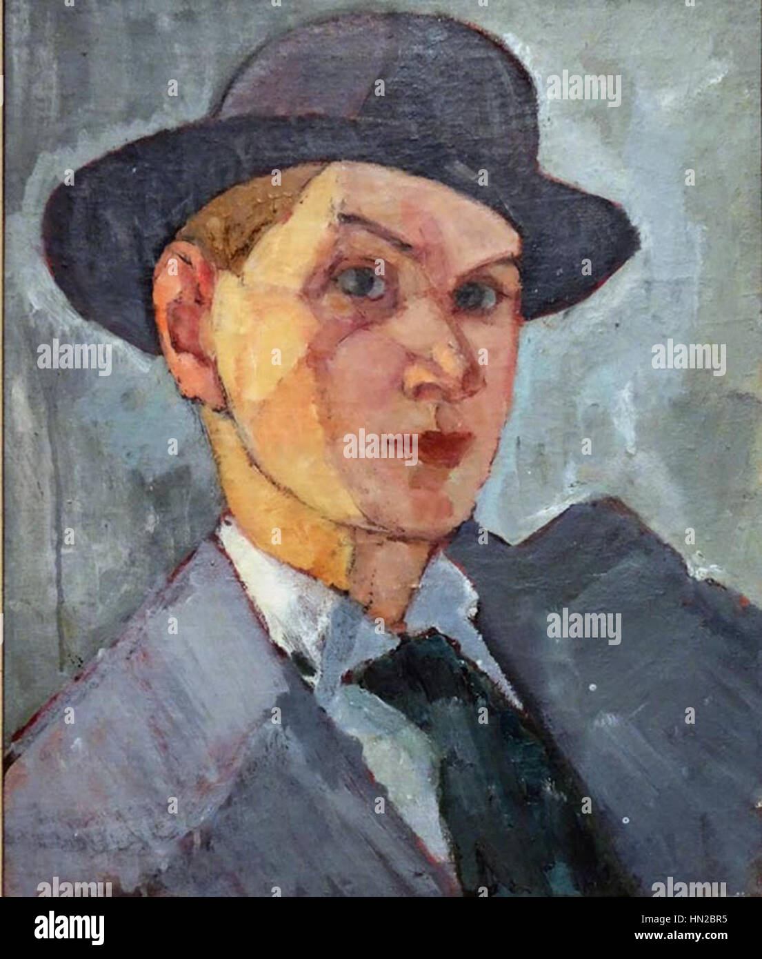 This self-portrait, created in 1911, captures the artist's ...