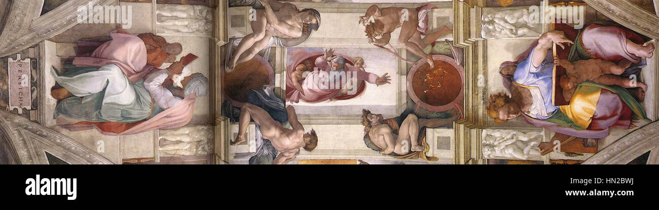 Michelangelo's work on the Sistine Chapel ceiling includes the renowned ...