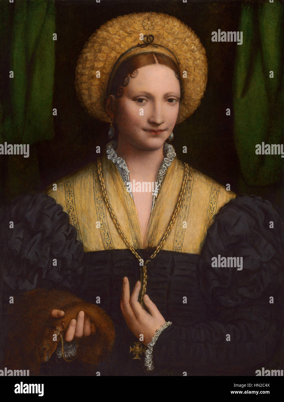 Bernardino Luini Lady with a Flea Fur Stock Photo - Alamy