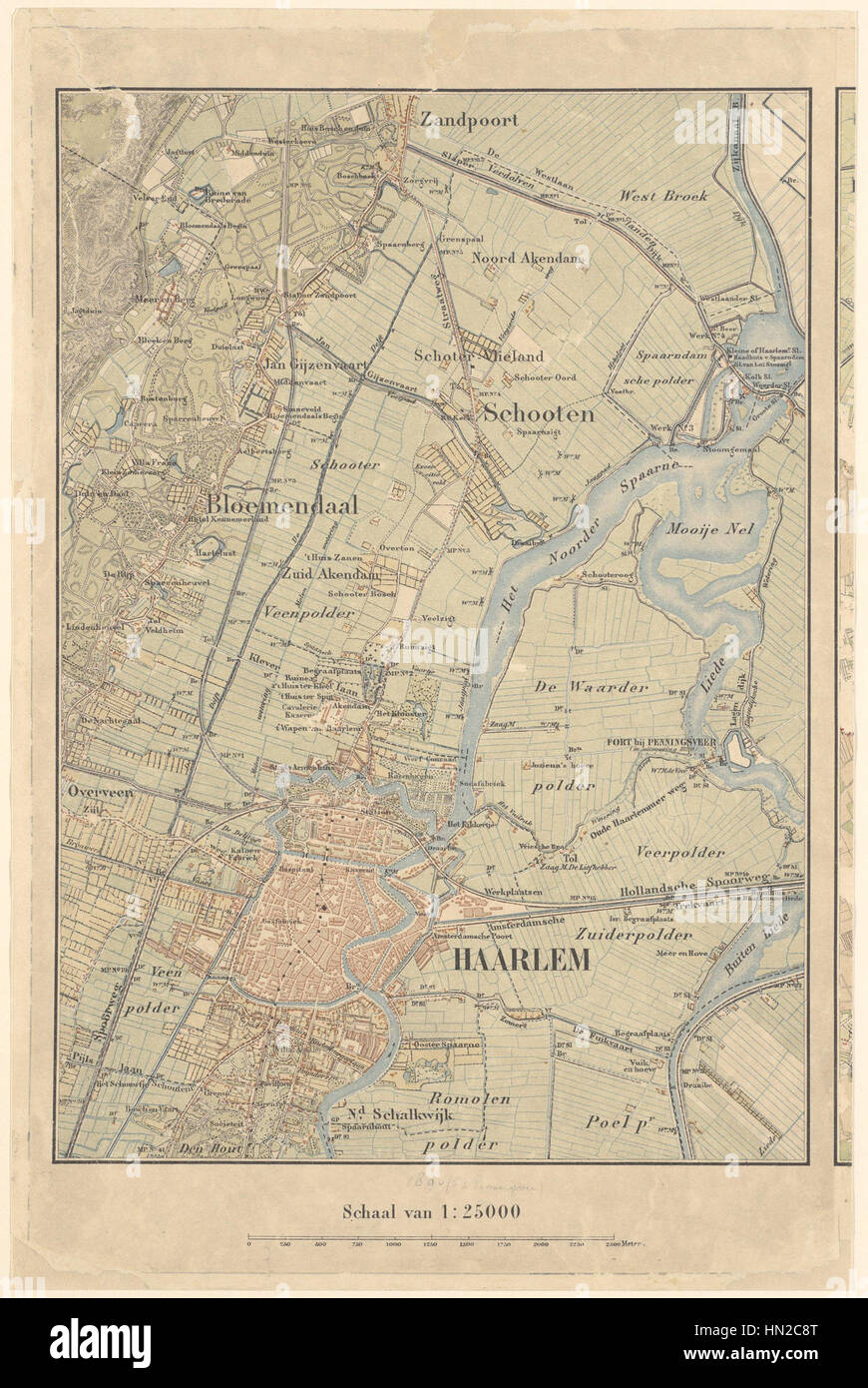 Map of Haarlem Bloemendaal and Schoten in 1890 Stock Photo - Alamy