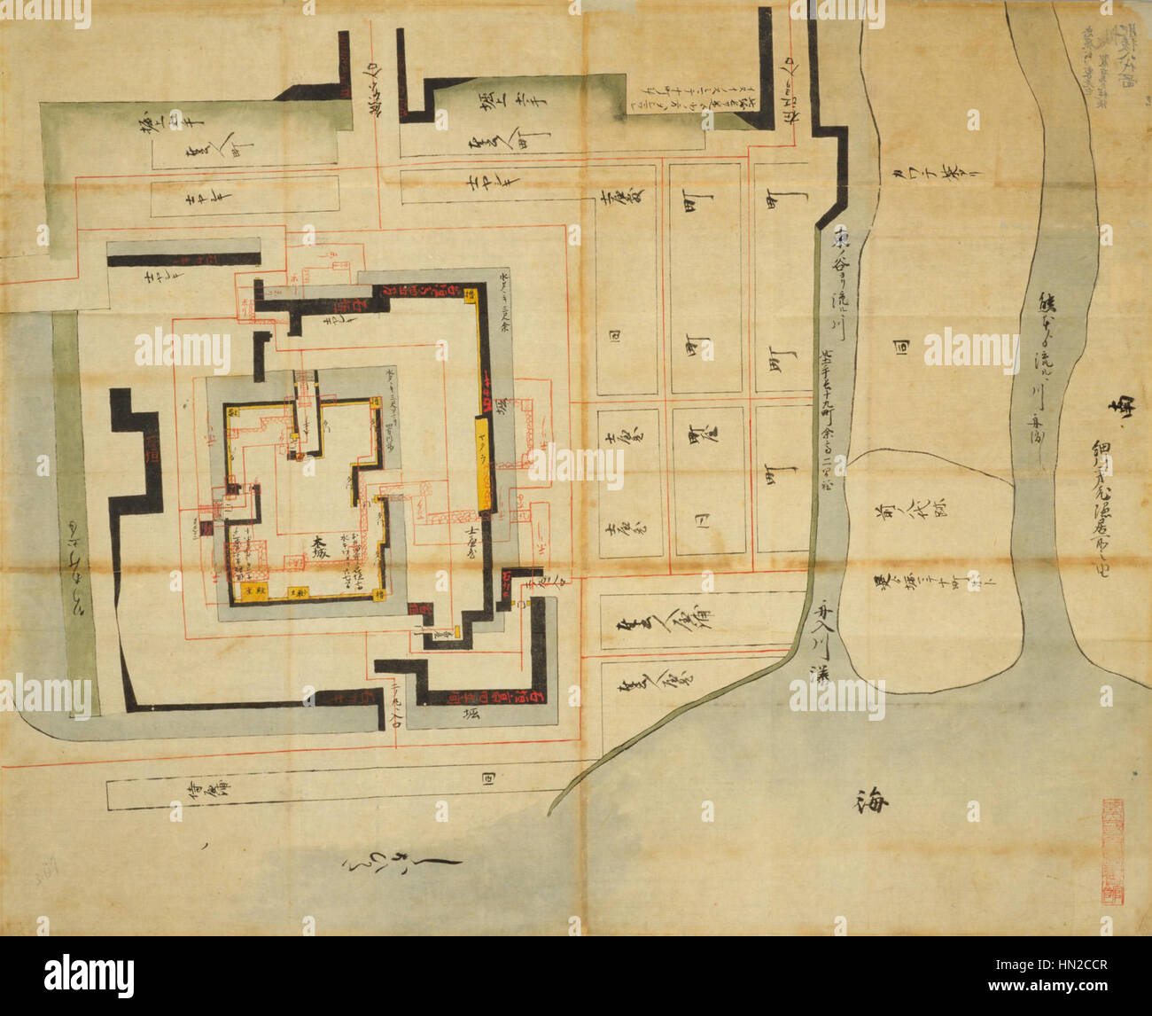 Map of Yatsushiro Castle 1 Stock Photo - Alamy