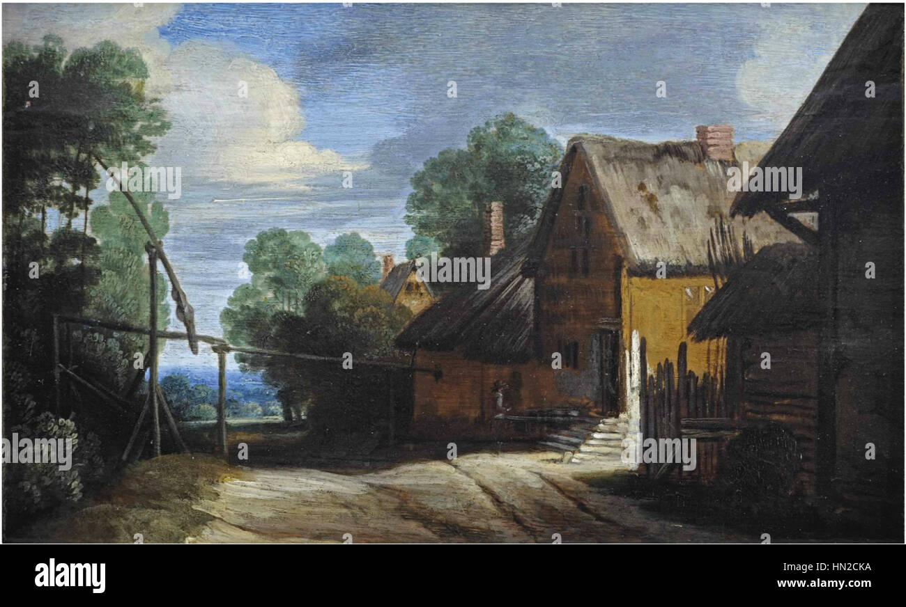 Lodewijk de Vadder - Farmhouses on a sandy road near a well Stock Photo ...