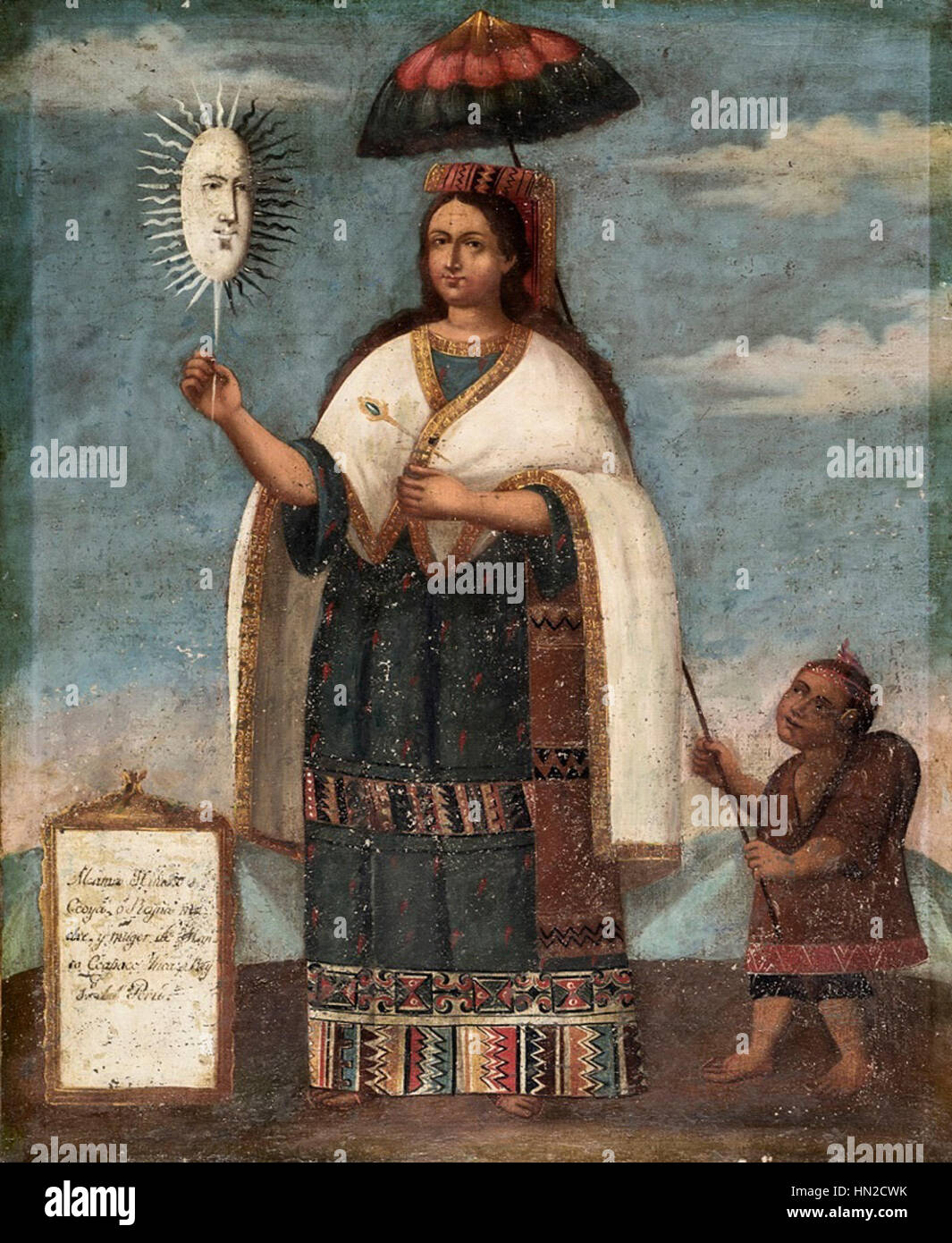 The portrait of Mama Huaco, Coya, an anonymous 18th-century artwork ...