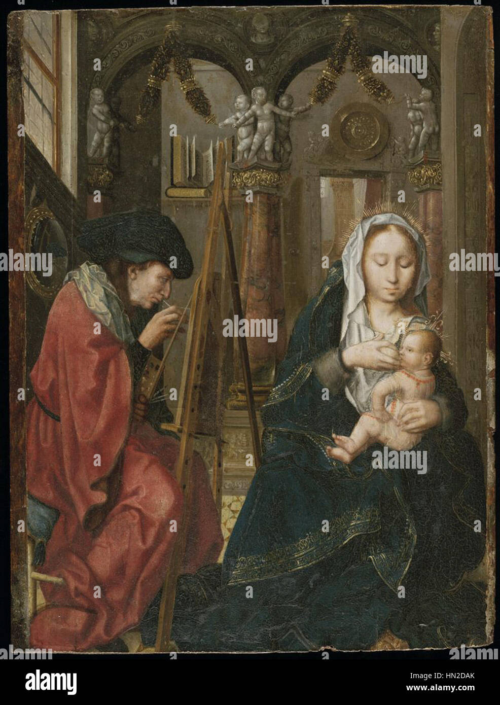 'Master of the Holy Blood' is a painting of Saint Luke depicting the ...