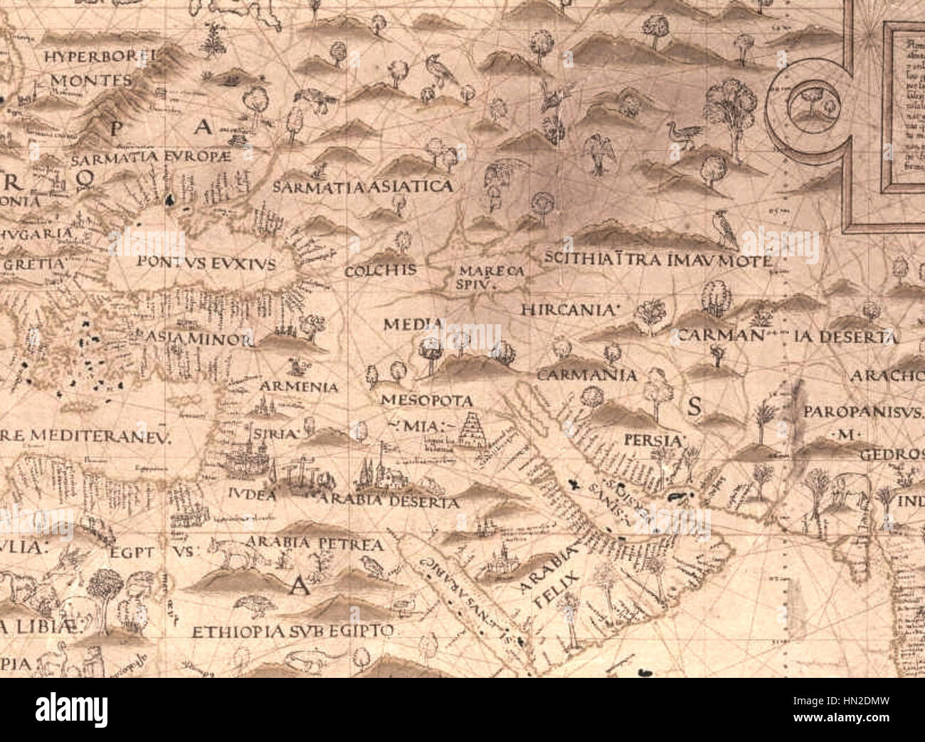 Map Diego Ribero 1529 Asia Stock Photo - Alamy