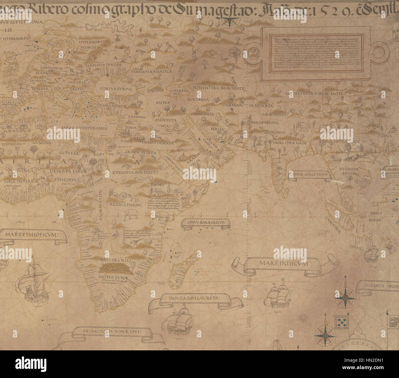 Map Diego Ribero 1529.E Stock Photo - Alamy