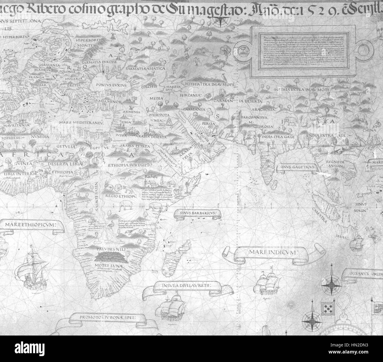 Map Diego Ribero 1529.G Stock Photo - Alamy