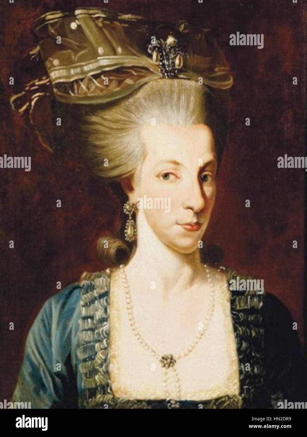 This bust-length portrait of Maria Amalia of Austria depicts the queen ...