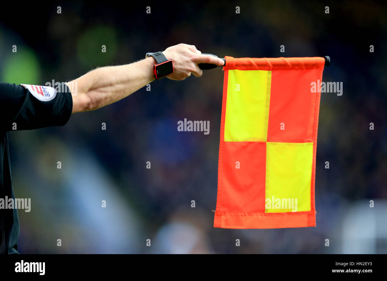A detail view of a linesman's flag Stock Photo - Alamy