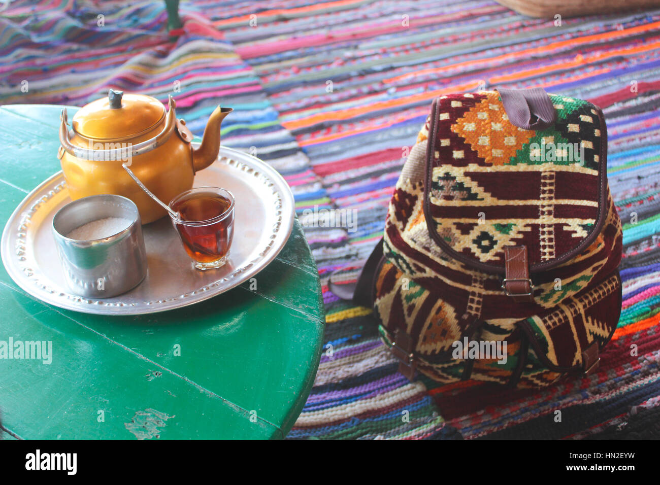 Artistic Bedouin Tea with Sugar and with Artistic Background in Ras ...