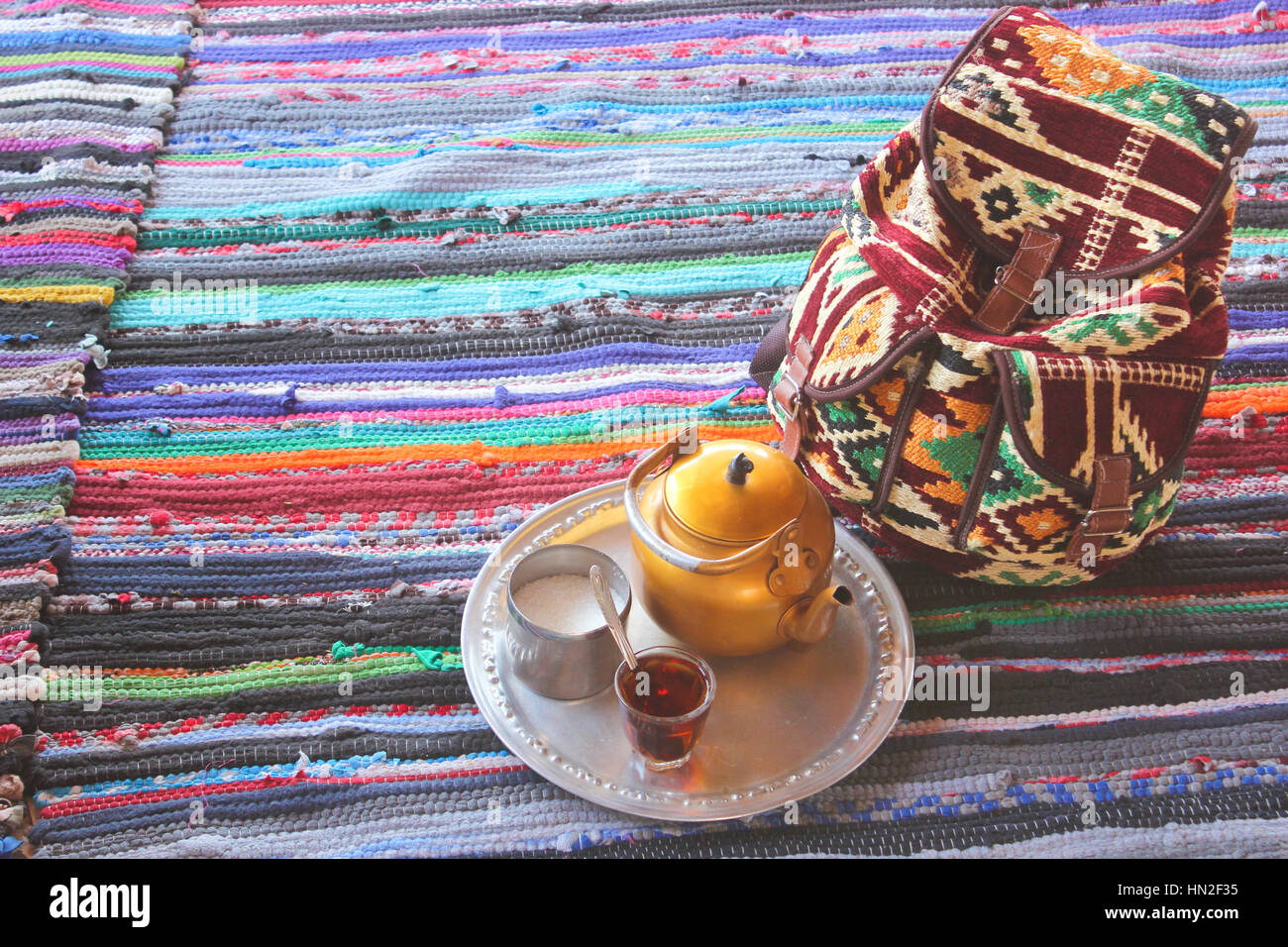 Artistic Bedouin Tea with Sugar and with Artistic Background in Ras ...