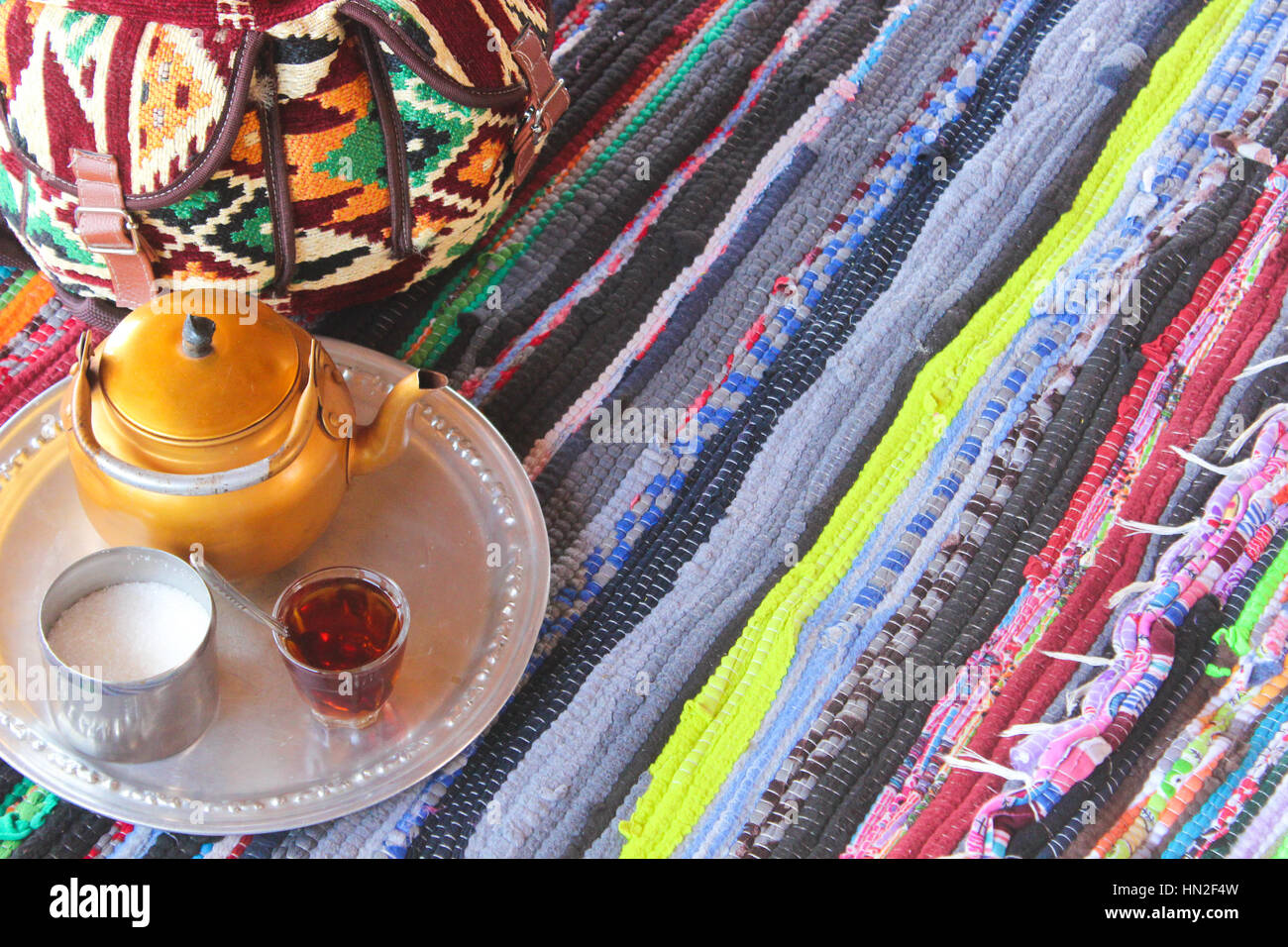 Artistic Bedouin Tea with Sugar and with Artistic Background in Ras ...