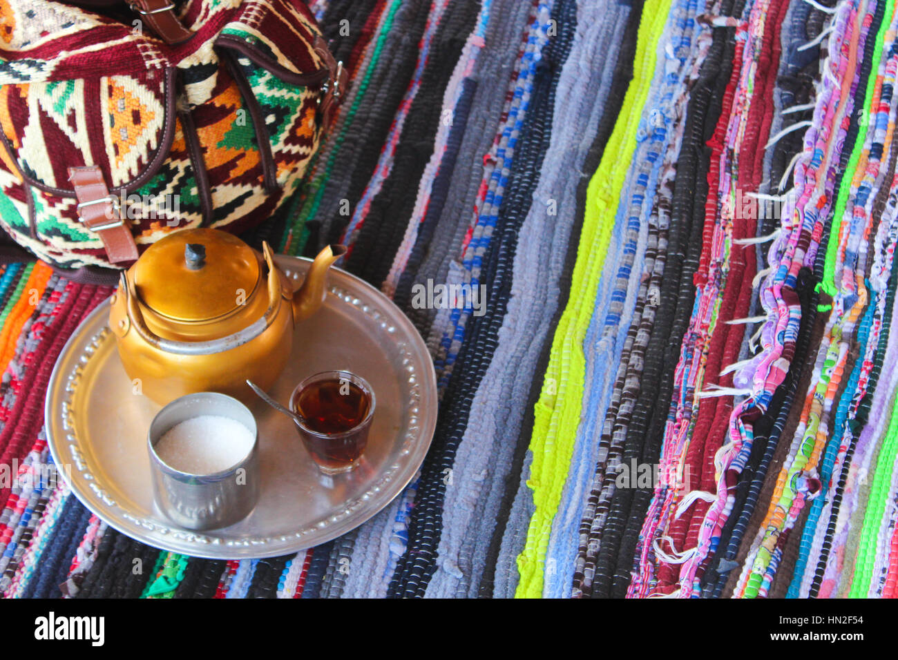 Artistic Bedouin Tea with Sugar and with Artistic Background in Ras ...