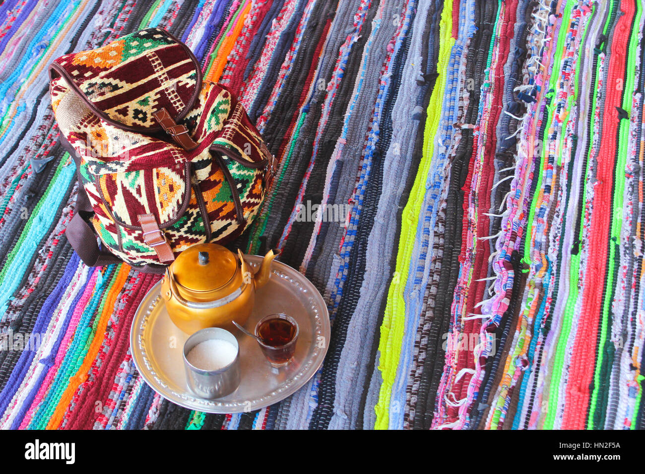 Artistic Bedouin Tea with Sugar and with Artistic Background in Ras ...
