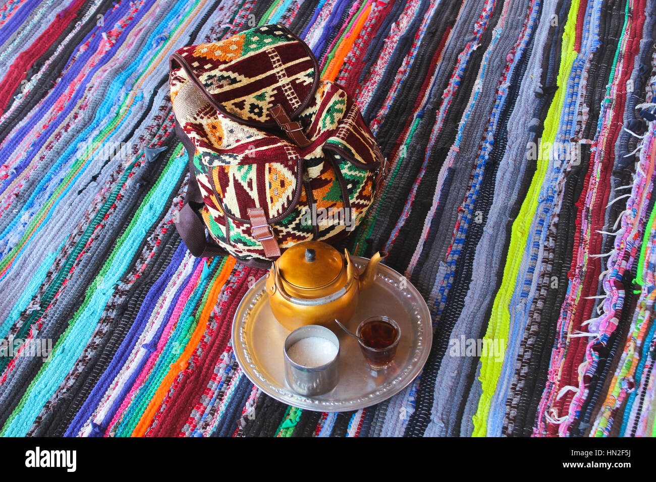Artistic Bedouin Tea with Sugar and with Artistic Background in Ras ...