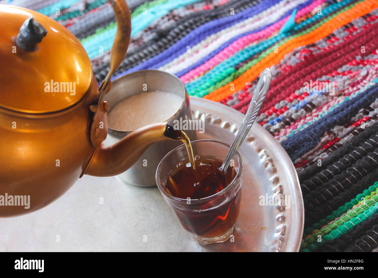Artistic Bedouin Tea with Sugar and with Artistic Background in Ras ...