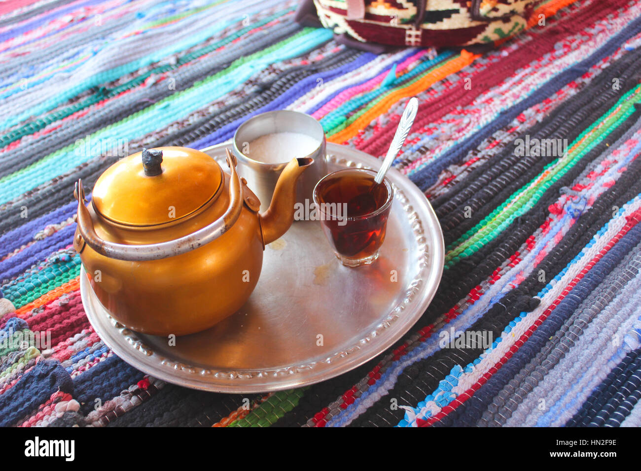 Artistic Bedouin Tea with Sugar and with Artistic Background in Ras ...
